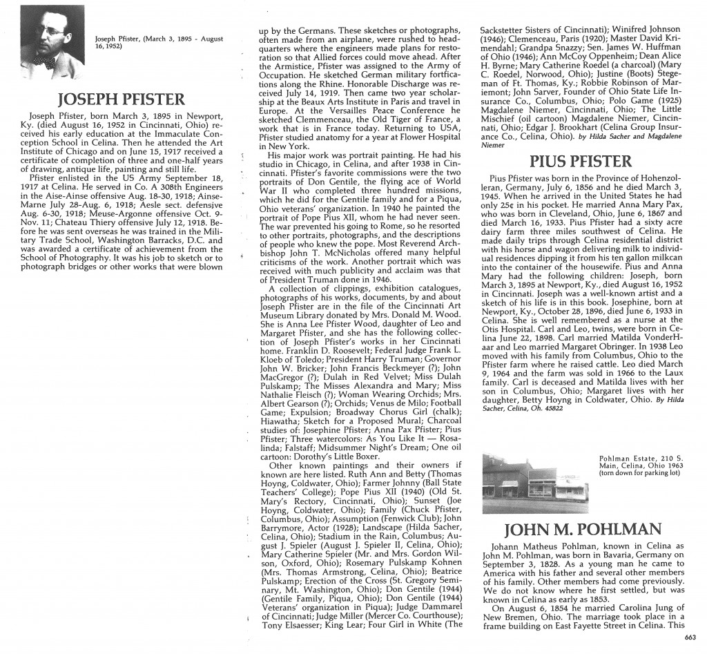 Story about Joseph Pfister, friend of the Pulskamp Family in Celina : Pulskamp News